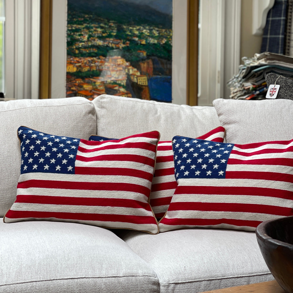 USA Flag Needlepoint Pillow – English Traditions