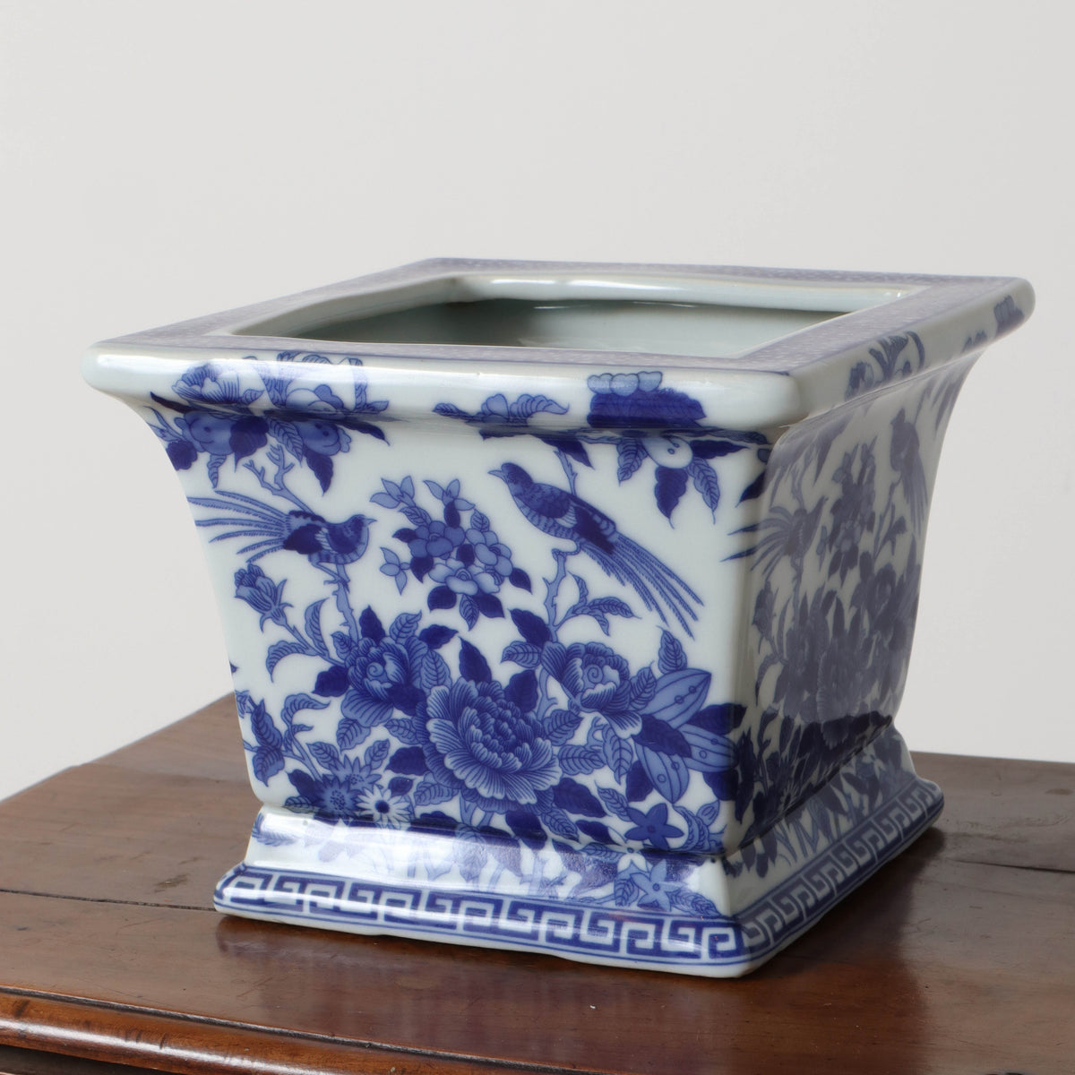 Blue & White Floral Square Cachepot – English Traditions