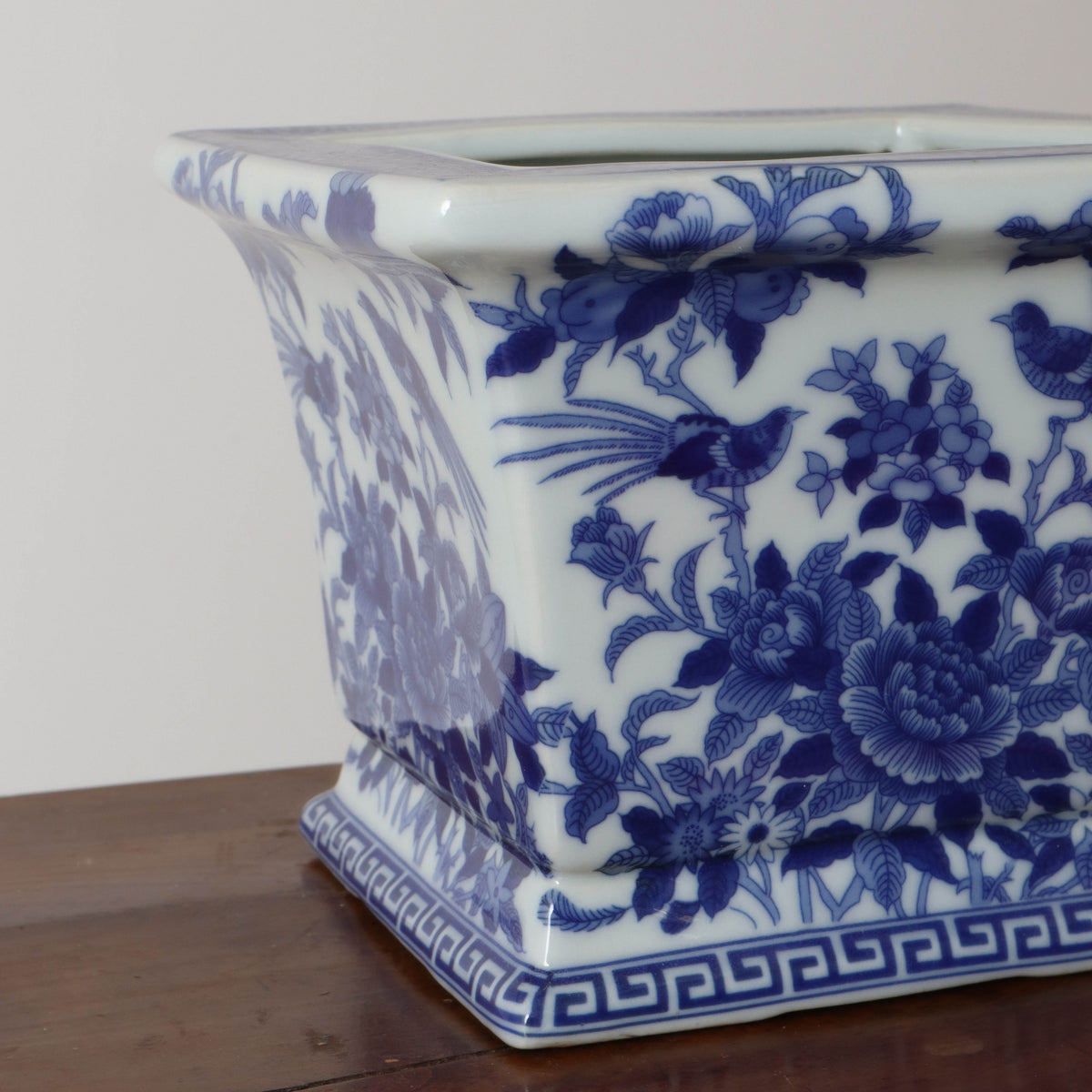 Blue & White Floral Square Cachepot – English Traditions