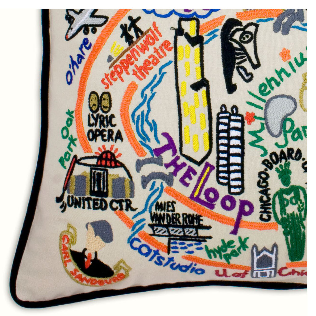 Chicago Hand-Embroidered Pillow – English Traditions