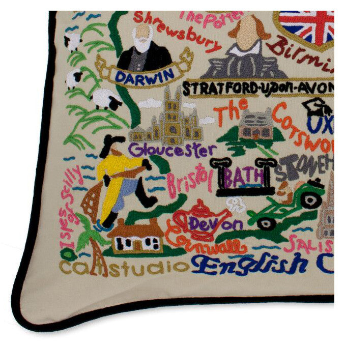 England Hand-Embroidered Pillow – English Traditions
