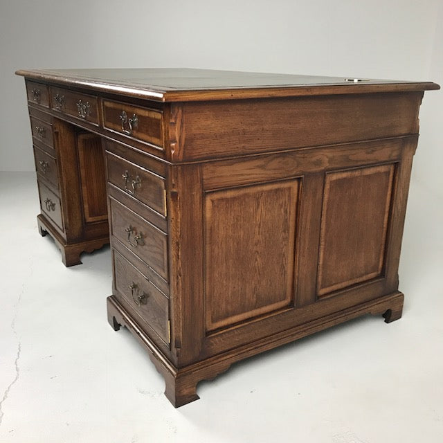 English Oak Desk with Yew Banding – English Traditions